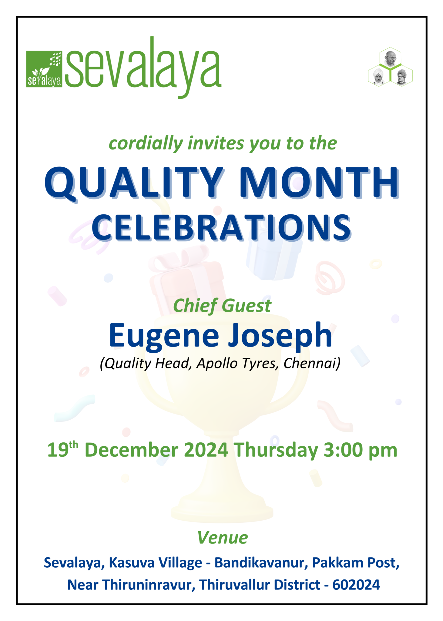 Quality Month Celebration – Sevalaya