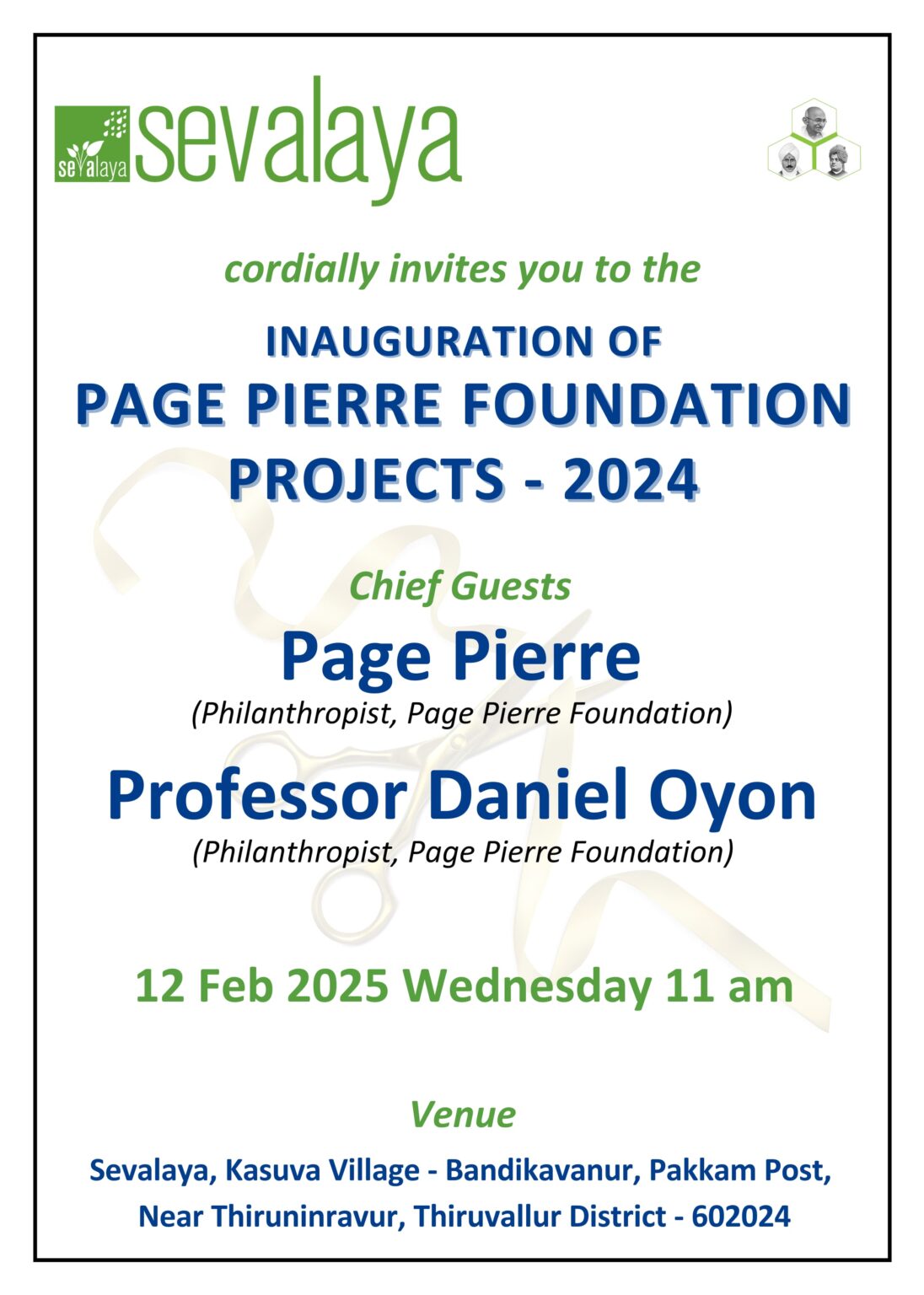 Inauguration of Page Pierre Foundation Projects – 2024 – Sevalaya